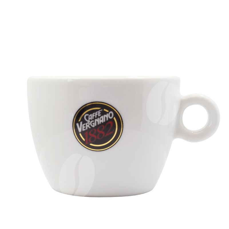 Vergnano Cappuccino XL kop en schotel wit (GLANS) - Koffiecentrale.nl