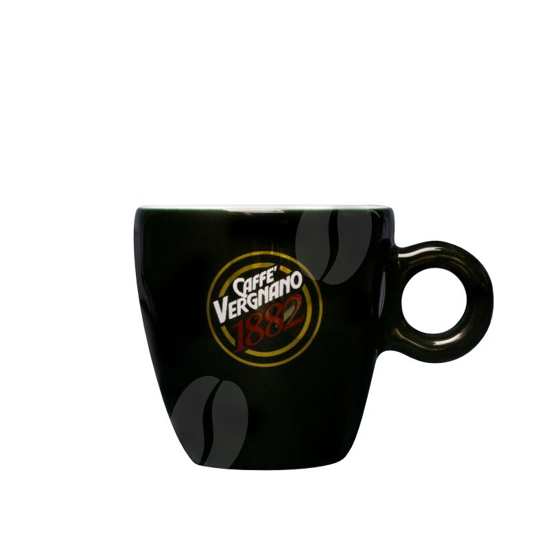 Vergnano Espresso kop en schotel zwart (GLANS) - Koffiecentrale.nl