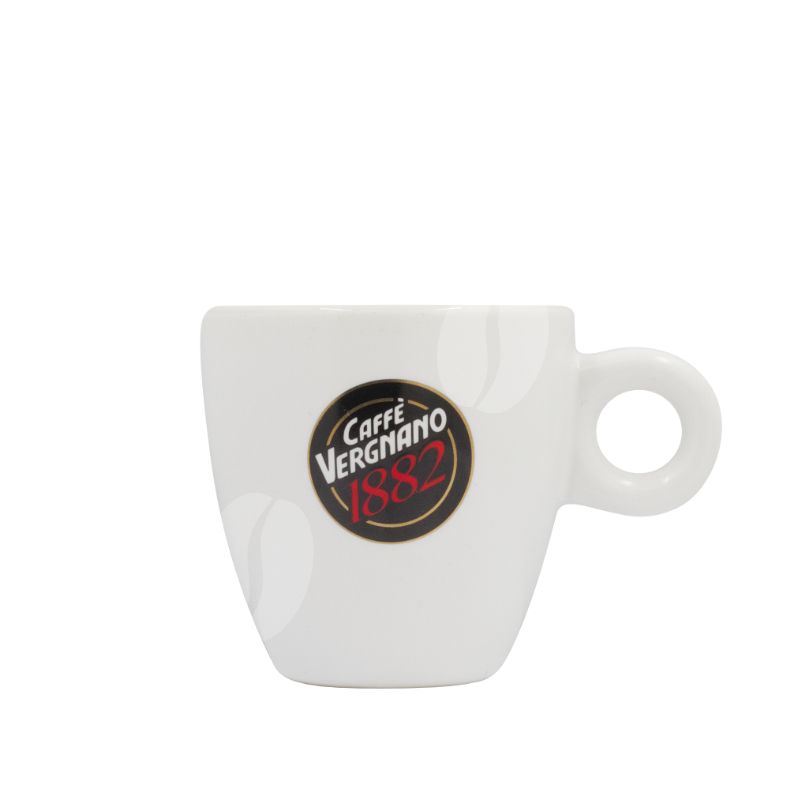 Vergnano Espresso kop en schotel wit (MAT) - Koffiecentrale.nl